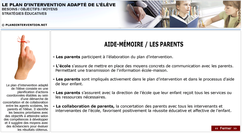 Plan d'intervention de l'élève